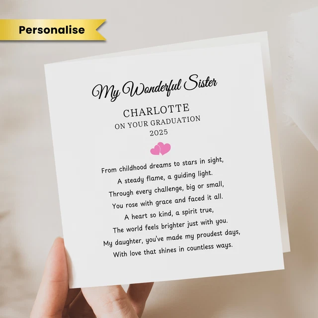 PERSONALISED GRADUATION POEM Card Custom Graduation 2025 Card For ...