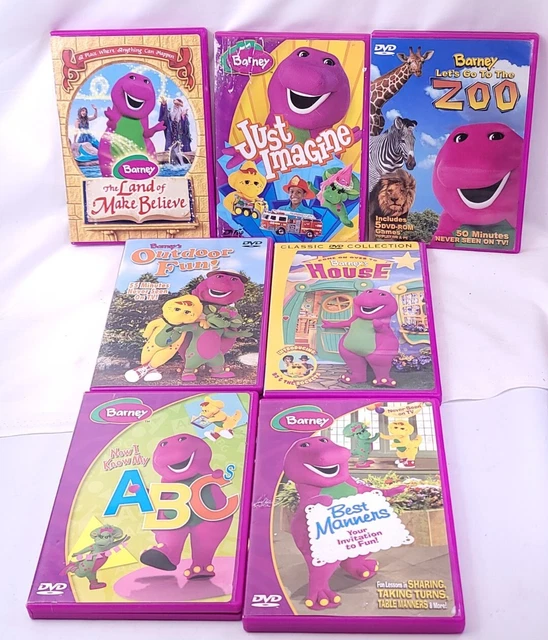 SET OF 7 Barney DVD: Outdoor fun, ABC, best moments,let's go to the zoo ...