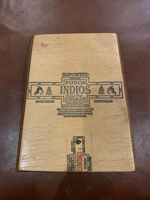 INDIOS PUROS WOODEN Cigar Box - Rolando Reyes Honduras Miami Vintage ...