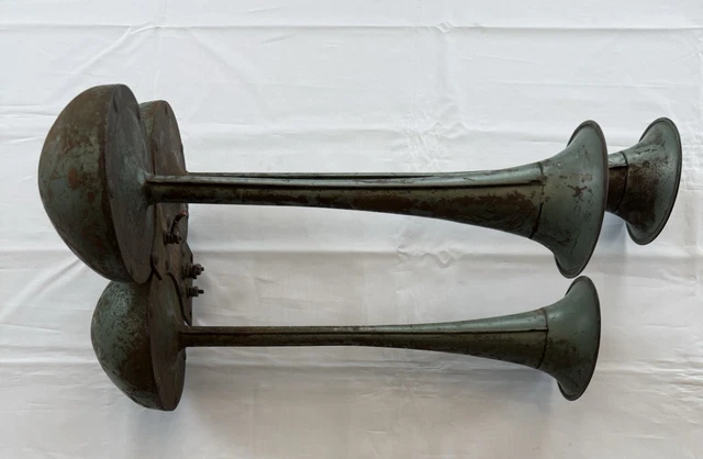 VINTAGE 40S EA Laboratories Green Triple Trumpet Truck Horn Rat Rod ...