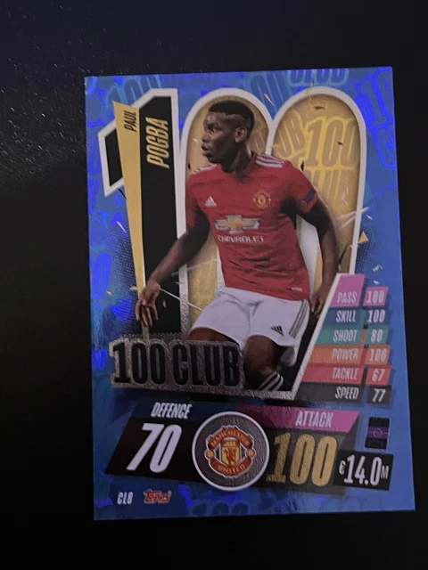 2020-21 TOPPS MATCH Attax UCL Paul Pogba 100 Club Card #CL8 Man United ...