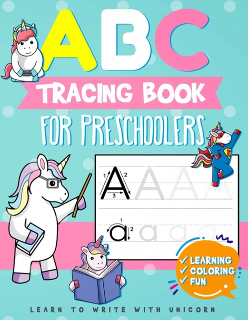 ABC TRACING BOOK for Preschoolers. Learn To Write With Unicorn Trace ...