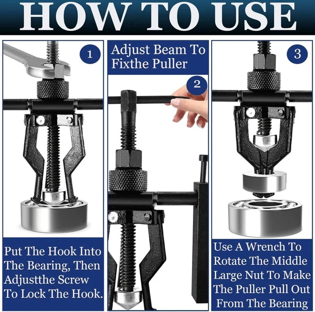 3 JAW INNER Bearing Puller Bushing Removal Extractor Hand Tool for ...