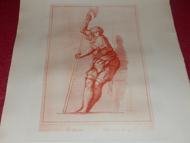 [ORIGINALE GRAVUR CHALCOGRAPHIE Louvre] Titian Mann Lehnt An Einer Wand ...