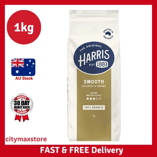 HARRIS GROUND SMOOTH COFFEE BEANS 100% Arabica, Beans Medium Roast 1KG ...