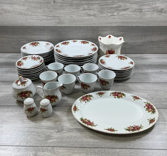 VINTAGE ROYAL NORFOLK English Country Rose Bone China Dinner/Tea Set £ ...