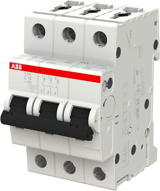 ABB S203-C10 MINIATURE Circuit Breaker, 3 Pole, Type C, 6/10kA Breaking... £81.38 - PicClick UK