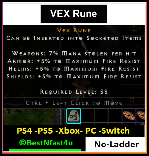 NL SC - VEX RUNE HR PC-XBOX-PS4-PS5-SWITCH Diablo 2 Res D2R NON £2.59 - PicClick UK