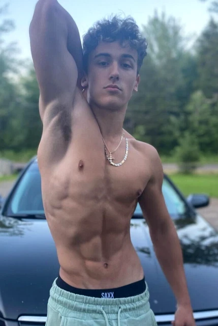 Shirtless Male Frat Jock College Hunk Car Man Arm Pit Ab Beefcake 4x6