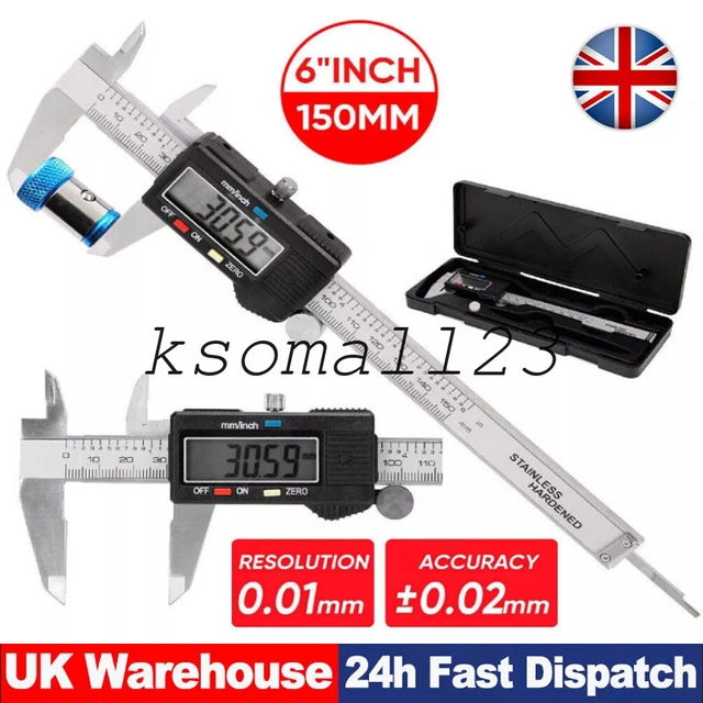 6 INCH DIGITAL Vernier Caliper 150Mm Stainless Steel Micrometer ...