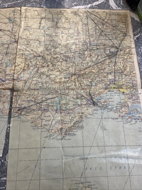 VINTAGE PILOT AERONAUTICAL CHART 1970s MELBOURNE VICTORIA MAP AIRCRAFT ...