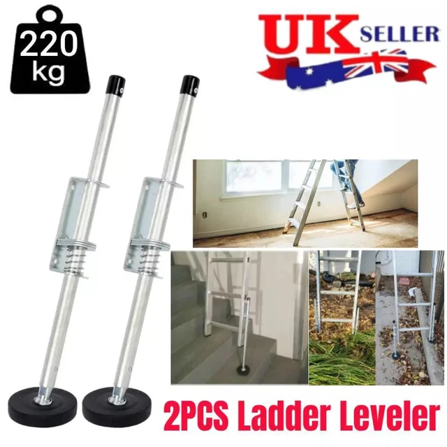 LADDER LEG LEVELERS Pair Adjustable Height Ladders Stabilizer Extension ...