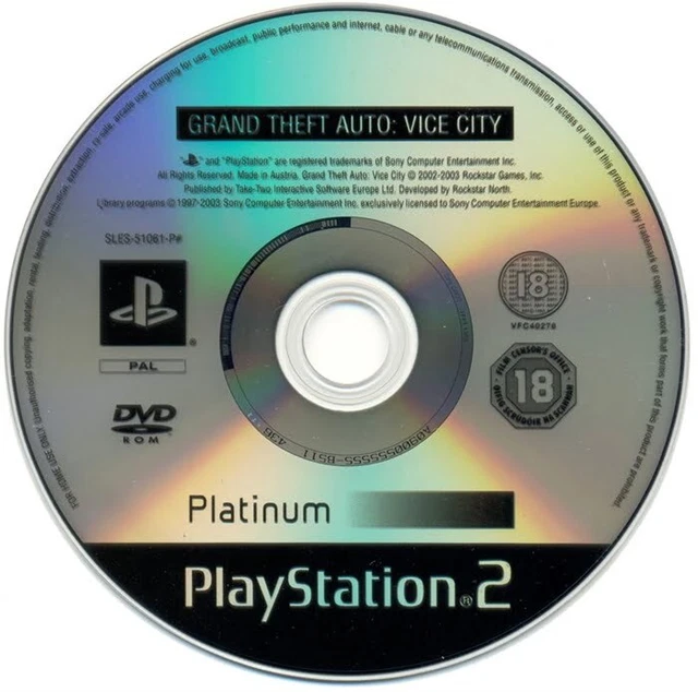 GRAND THEFT AUTO Vice City [Platinum], Unboxed for Sony PlayStation 2 ...