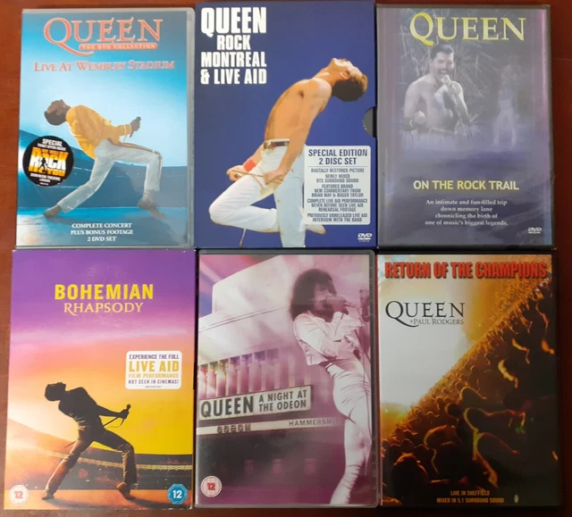 QUEEN DVD BUNDLE Freddie Mercury Live Aid Night at the Odeon Montreal ...