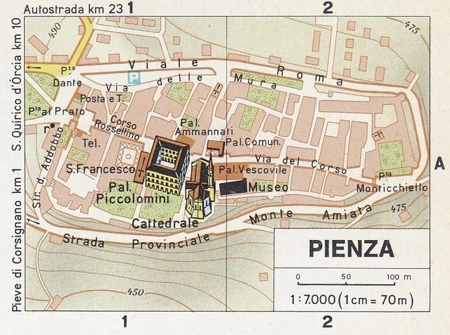 C3880 PIENZA, PIANTA della città, Mappa epoca, Vintage map EUR 6,90 ...