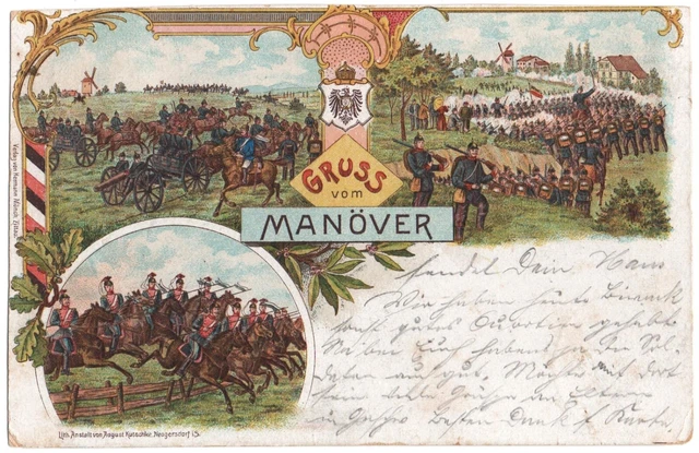 ALTE LITHO-AK MILITARIA, Gruss vom Manöver, gelaufen 1905 EUR 6,99 - PicClick DE