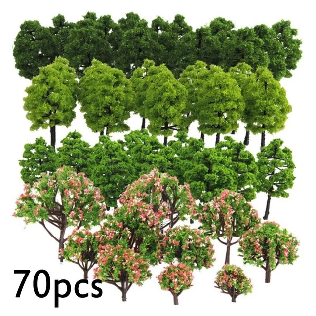 70 PCS 9CM HO OO Scale Model Trees Train Railroad Layout Diorama ...