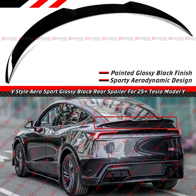 FOR 2025-2026 TESLA Model Y Juniper V Style Aero Gloss Black Rear Trunk ...