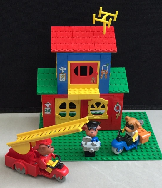 VINTAGE LEGO FABULAND Komplettset 3669 Feuerwehr + Polizeistation Haus ...