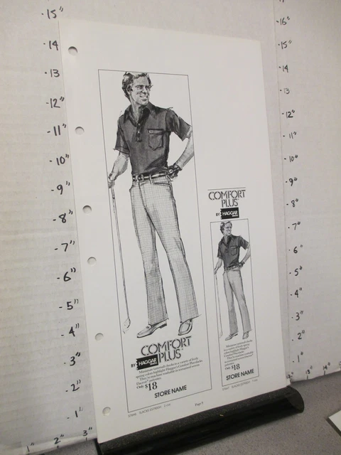 HAGGAR 1976 MEN'S clothing sales ad sheet COMFORT PLUS golf checkered ...
