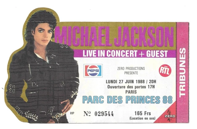 RARE / TICKET Billet Concert - Michael Jackson : Live A Paris France ...