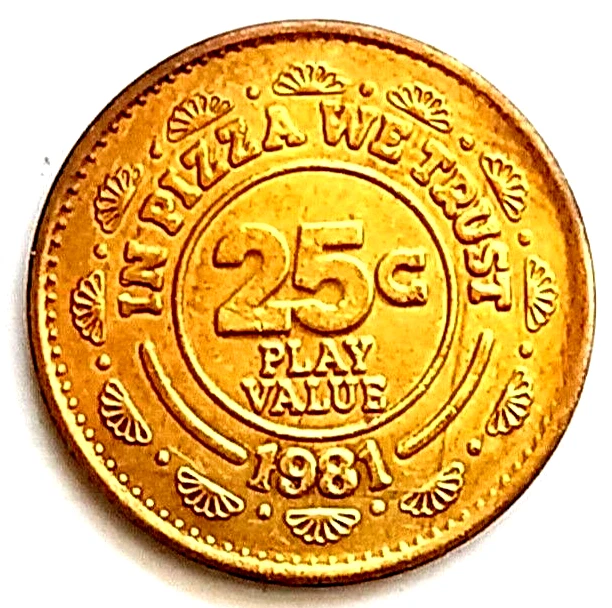 CHUCK E CHEESE Pizza Token 1981 Hayward Ca Pizza Time Theatre Arcade ...