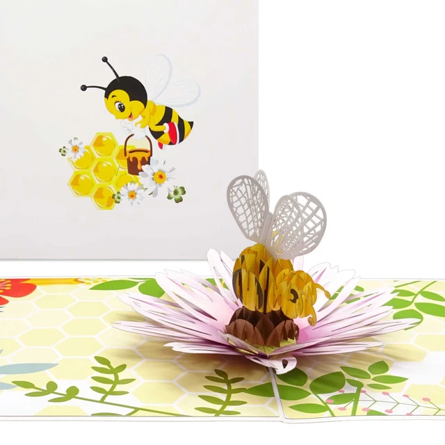 POP-UP KARTE &BEE Happy - Biene auf Blüte" - 3D Geburtstagskarte ...