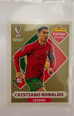 PANINI WORLD CUP Qatar 2022 Cristiano Ronaldo GOLD Extra Sticker £157. ...