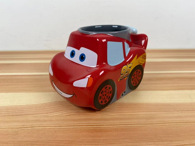 DISNEY PIXAR CARS Lightning McQueen 3D Car Coffee Mug Red RARE Cup ...