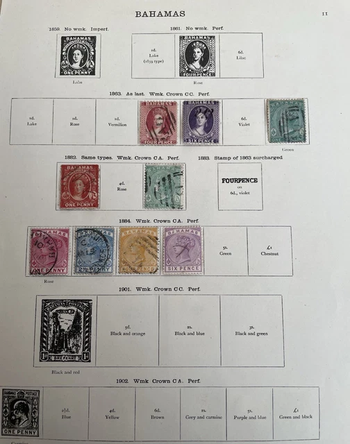 COLLECTION OF OLD British Empire Bahamas stamps on album pages. £0.99 ...