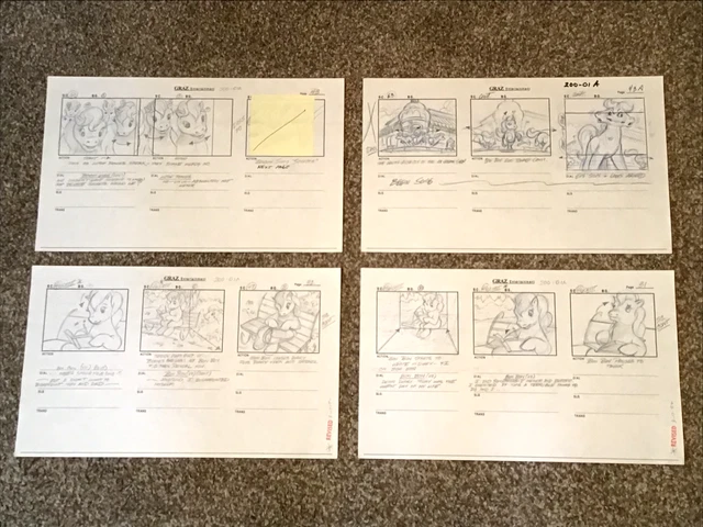 MY LITTLE PONY TV Series Animation Drawing Lot of 4 Storyboards 1992 TV ...