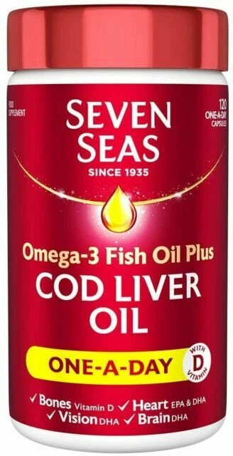 SEVEN SEAS OMEGA-3 Fish Oil Plus Cod Liver Oil One-a-Day - 120 Capsules ...