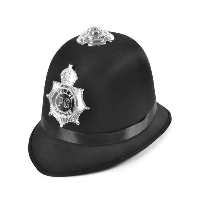 BRISTOL NOVELTY BLACK Satin Police London Bobby Hat Mens Fancy Dress ...