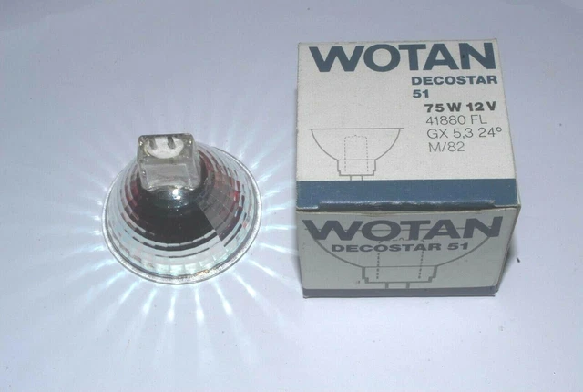 WOTAN DECOSTAR 51 Halogen Bulb 12V 75W Gu5.3 Open, 51Mm Dia 24 Deg Code ...