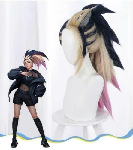 LEAGUE OF LEGENDS LOL KDA BADDEST Akali Cosplay Wig Halloween Full Wigs ...