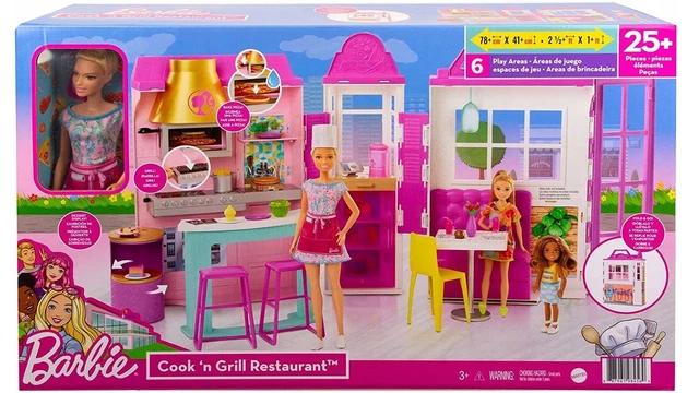 MATTEL BARBIE SET Restaurant with grill + doll HBB91 £53.04 - PicClick UK