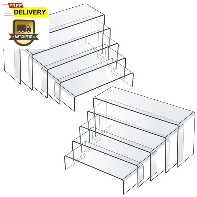 10 PIECES CLEAR Acrylic Display Risers Stand Rectangular Jewelry ...