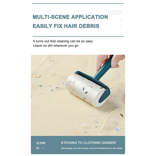 TEARABLE ROLL PAPER Roller Dust Wiper Pet Hair Clothes Carpet Tousle ...