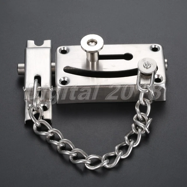 STAINLESS STEEL DOOR Bolt Anti-Theft Chain Safe Guard Lock Latch Home ...