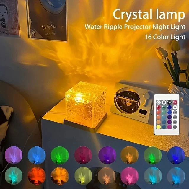 CUBE-NORTHERN LIGHTS WATER Wave Night Light w/Remote LED Atmosphere ...