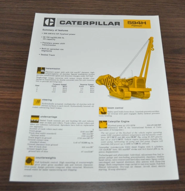 CATERPILLAR 594H PIPELAYER Tractor Specification Technical Cat Brochure ...