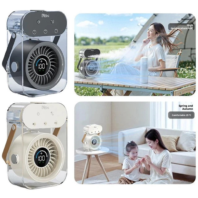 100 STAGES NANO Ice Mist AirConditioning Fan 2 in 1 Humidifier Desktop ...