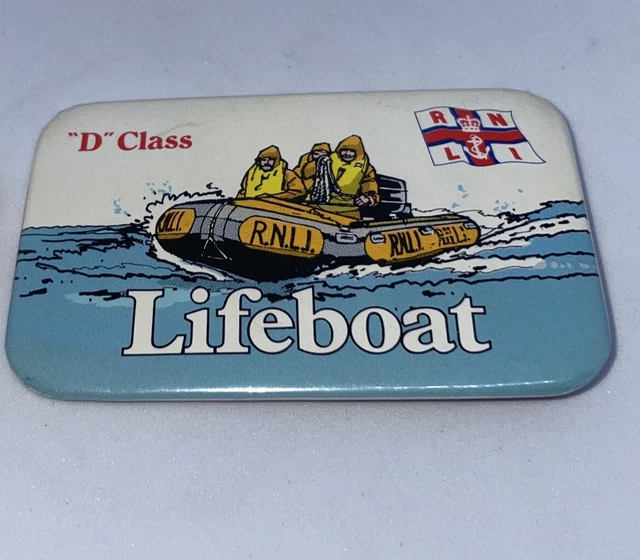 VINTAGE RNLI LIFEBOAT “D” Class (7cm) Button Pin Badge. Free UK Postage ...