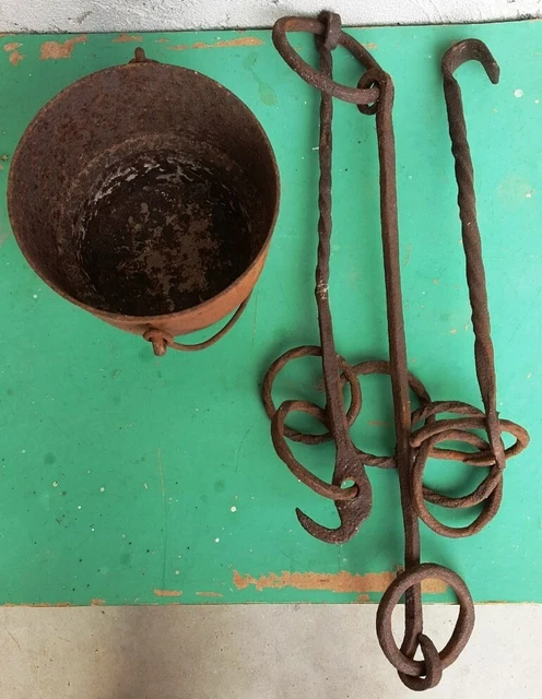 ANCIEN CHAUDRON EN fer forgé EUR 49,00 - PicClick FR