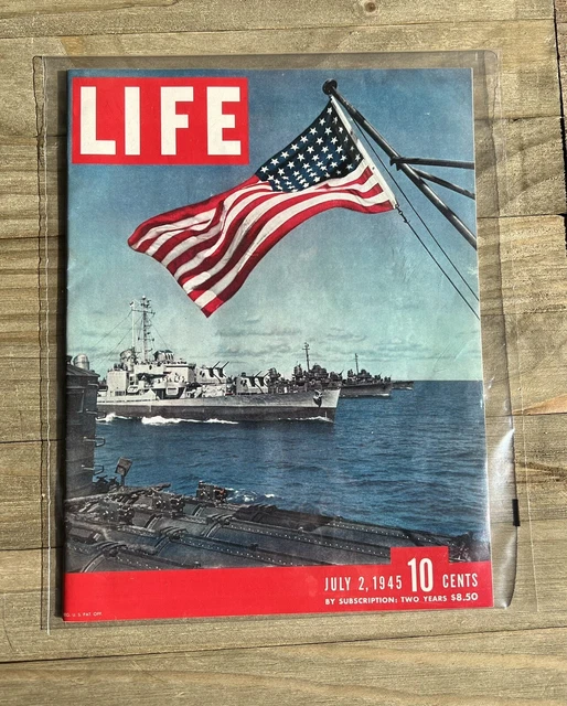 LIFE MAGAZINE WWII Eisenhower Comes Home Hitler Battleships USA Flag ...