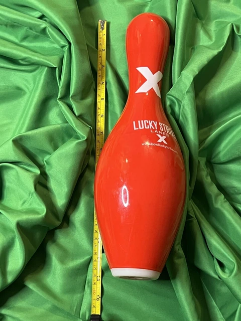 VINTAGE- LUCKY STRIKE LANES X Full Size Bowling Pin Red 15" Tall $19.99 ...