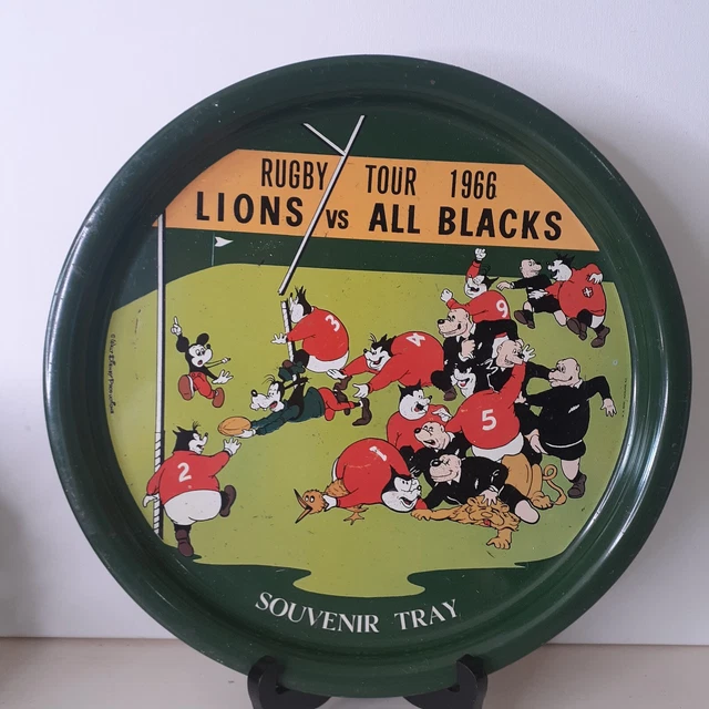 1966 RUGBY LIONS vs All Blacks Disney Drinks Beer Tray Mickey Mouse ...