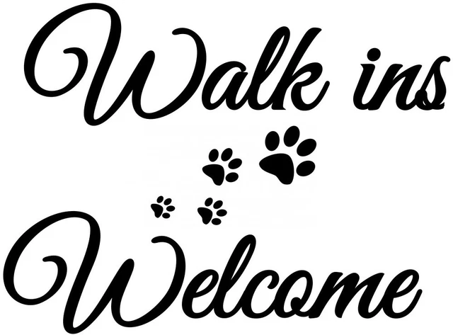 DOG GROOMING SALON paw prints walk ins welcome shop window sign wall ...