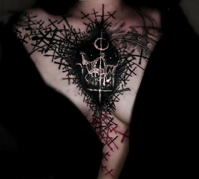 GOTHIC SCAR SUTURE Chest Tattoo Stickers Horror Tattoo Masquerade £14. ...