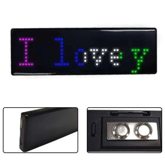 CUSTOMIZABLE WIRELESS LED Name Badge with Rechargeable Feature for ...